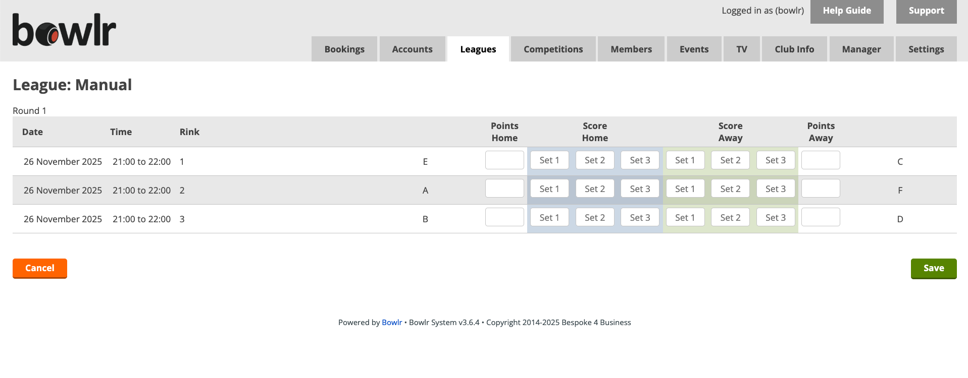 Manual Scoring in leagues – Bowlr